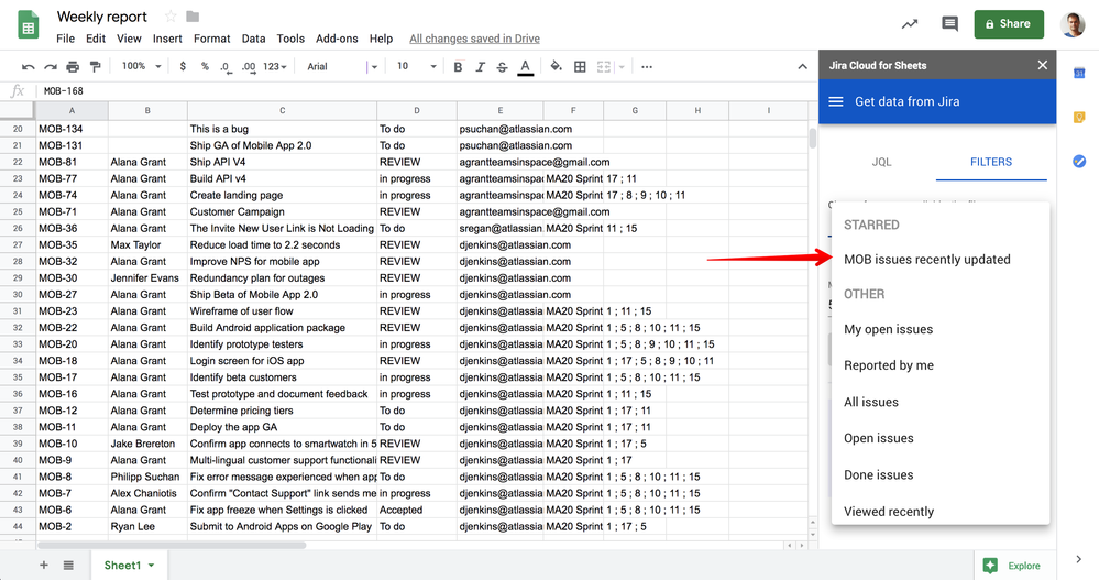 Try the new Jira Cloud add-on for Google Sheets - Atlassian Community