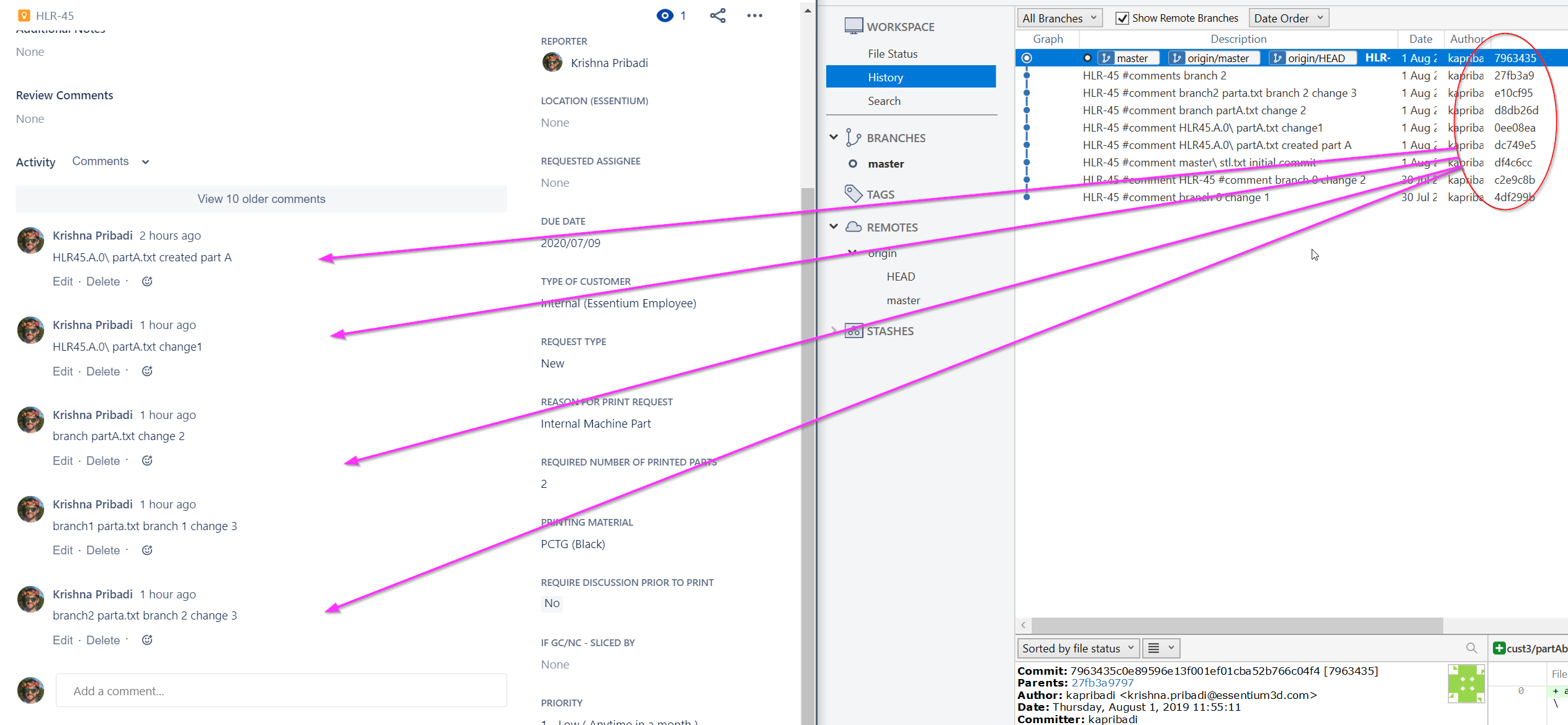 Include Filename And Git Commit Id In Jira Comment
