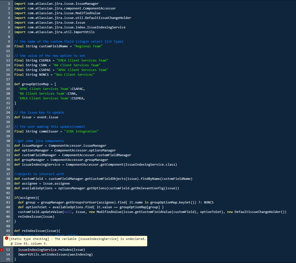 Script runner - updating a custom field (select li...