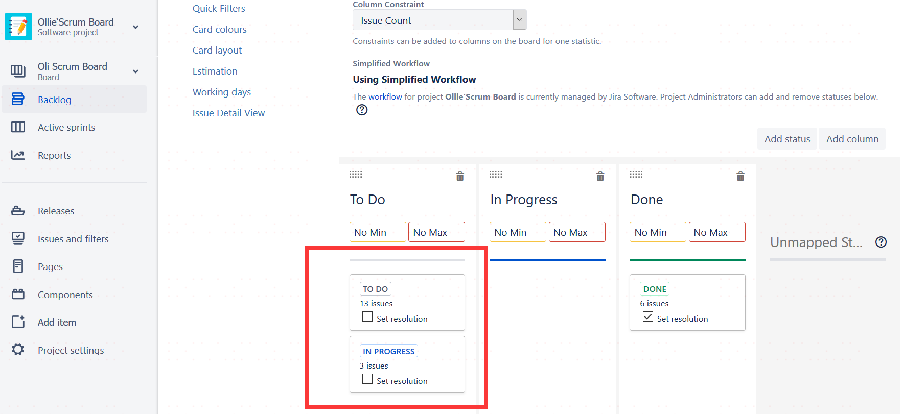 2 Status On Same Columns Jira Board 