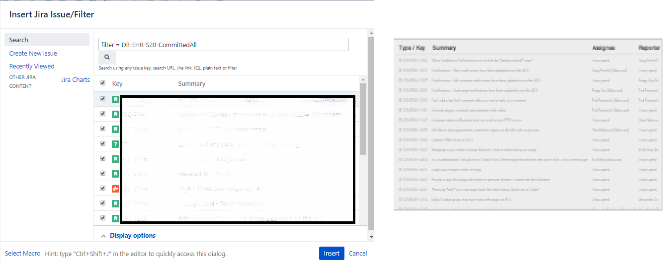 Confluence Jira Two Dimensional Filter Does Not Wo