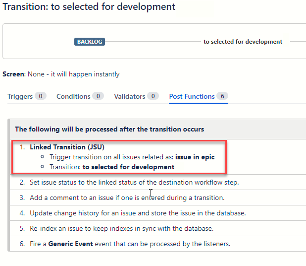 Why do post functions work when backlog is shown o...