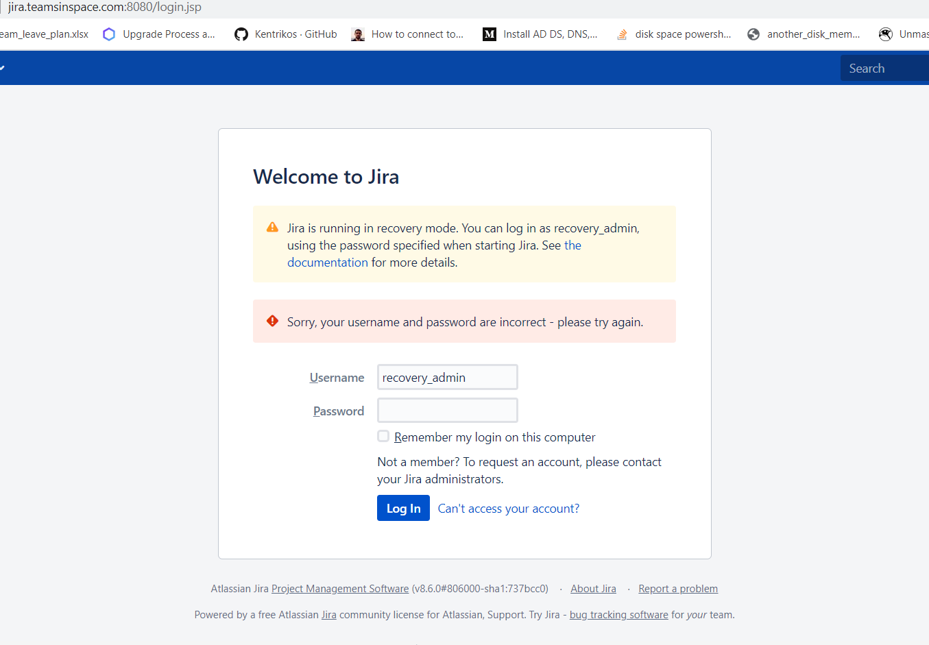 Unable to login in recovery mode using recovery_ad... Unable to login in recovery mode using recovery_ad...