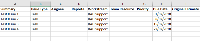 How to import from Excel (example spreadsheet layo...