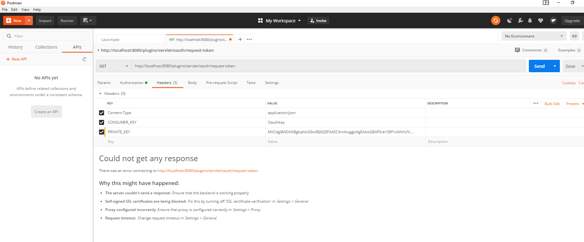 Oauth1.0a - Request token URL "http://localhost:80...
