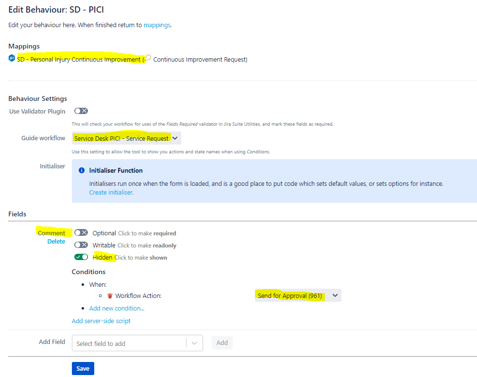 Hide Comments Field on Transition Screen with scri...