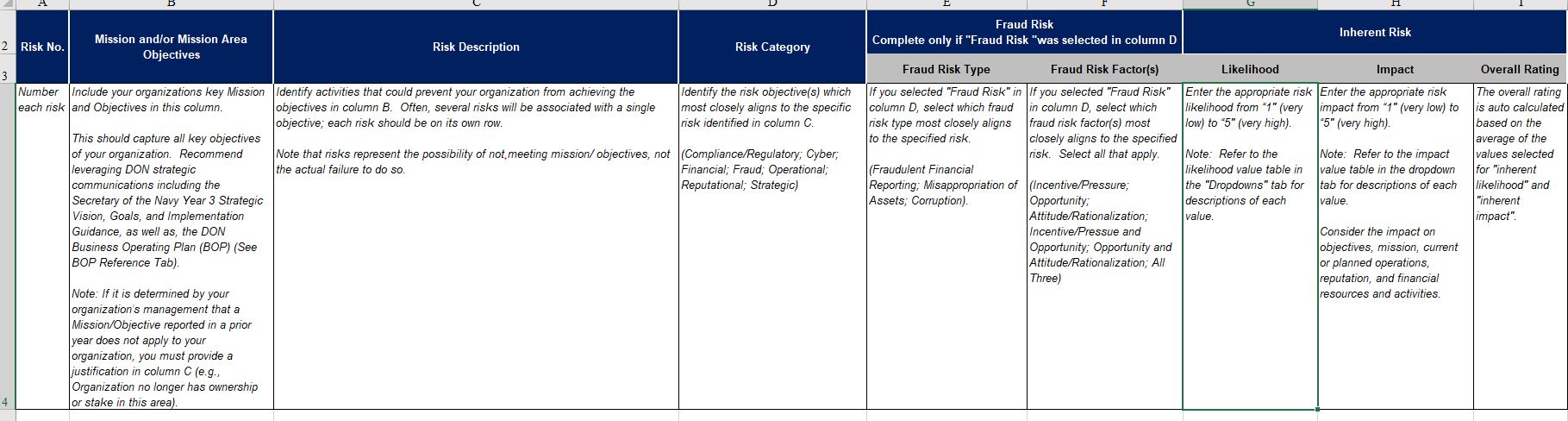 Army Risk Matrix Template Excel
