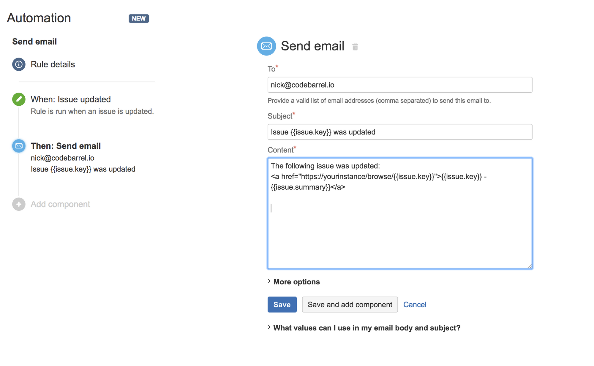 Solved: how to make link in the body of sending email