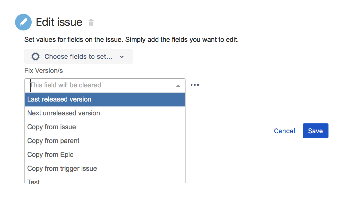 FixVersion in Automation rule