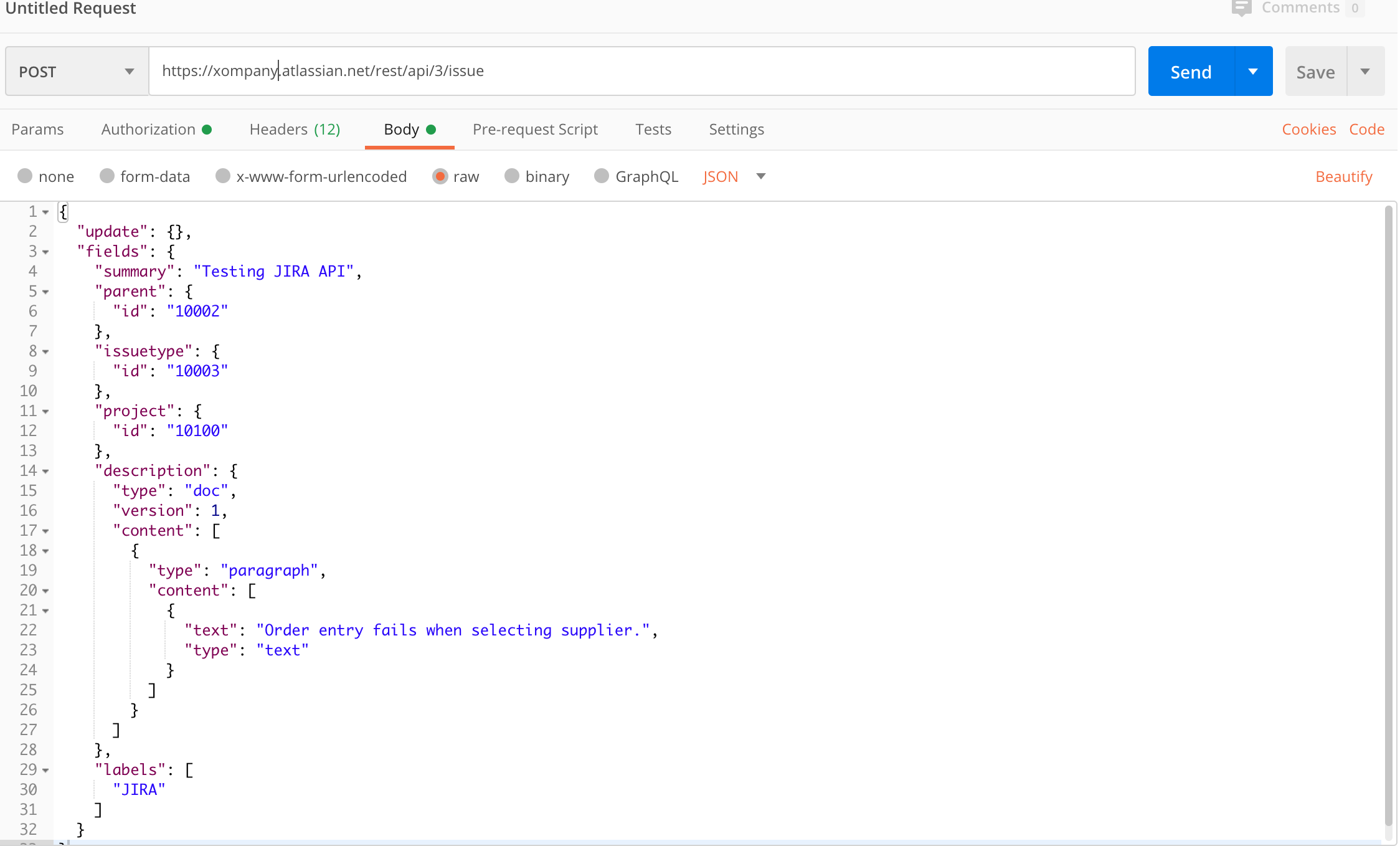 Solved: Jira REST API : Creating an issue