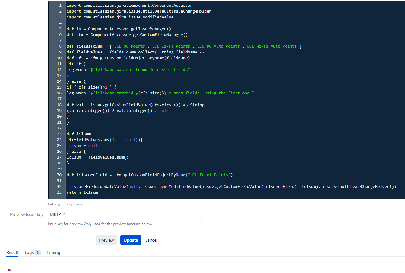 Scriptrunner Scripted Field 