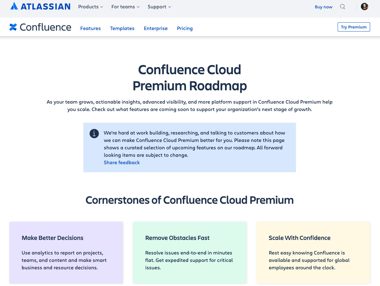 New! Confluence Cloud Premium Roadmap - Atlassian Community New! Confluence Cloud Premium Roadmap - Atlassian Community