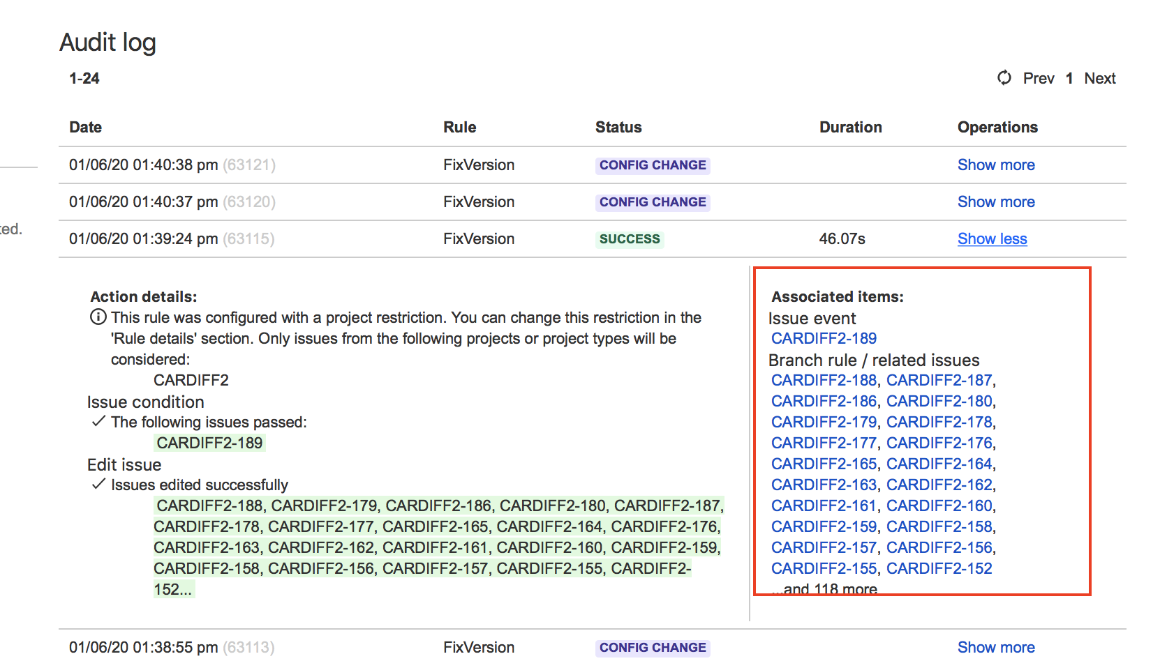 FixVersion in Automation rule